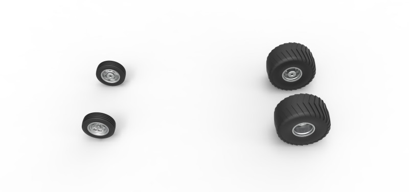Wheel set of 2wd Pulling truck Scale 1 to 25 3D Print Model in Vehicle ...