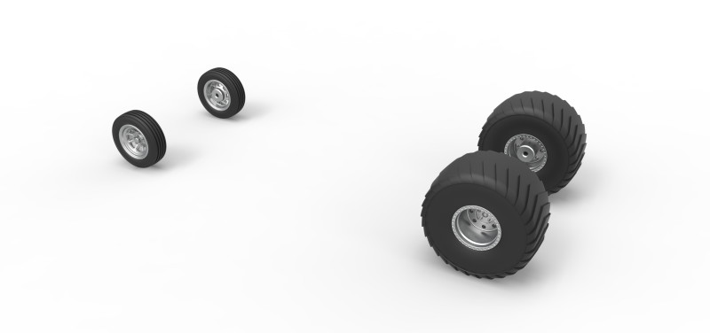 Wheel set of 2wd Pulling truck Scale 1 to 25 3D Print Model in Vehicle ...