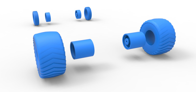 Wheel set of 2wd Pulling truck Scale 1 to 25 3D Print Model in Vehicle ...