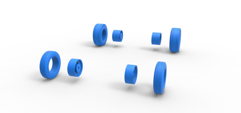 Wheel Set of Gasser Scale 1 to 25 3D Print Model in Vehicle 3DExport