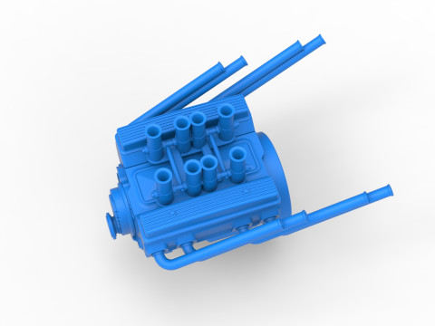 Engine V8 for vintage dragster Version 10 Scale 1 to 25 3D Print Model ...
