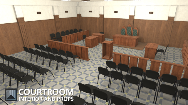 courtroom - interior and props 3D Model in Office 3DExport