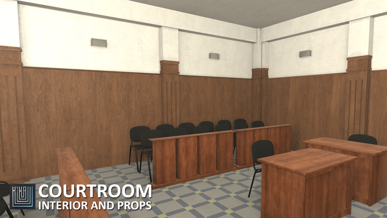 Courtroom - interior and props 3D Model in Office 3DExport