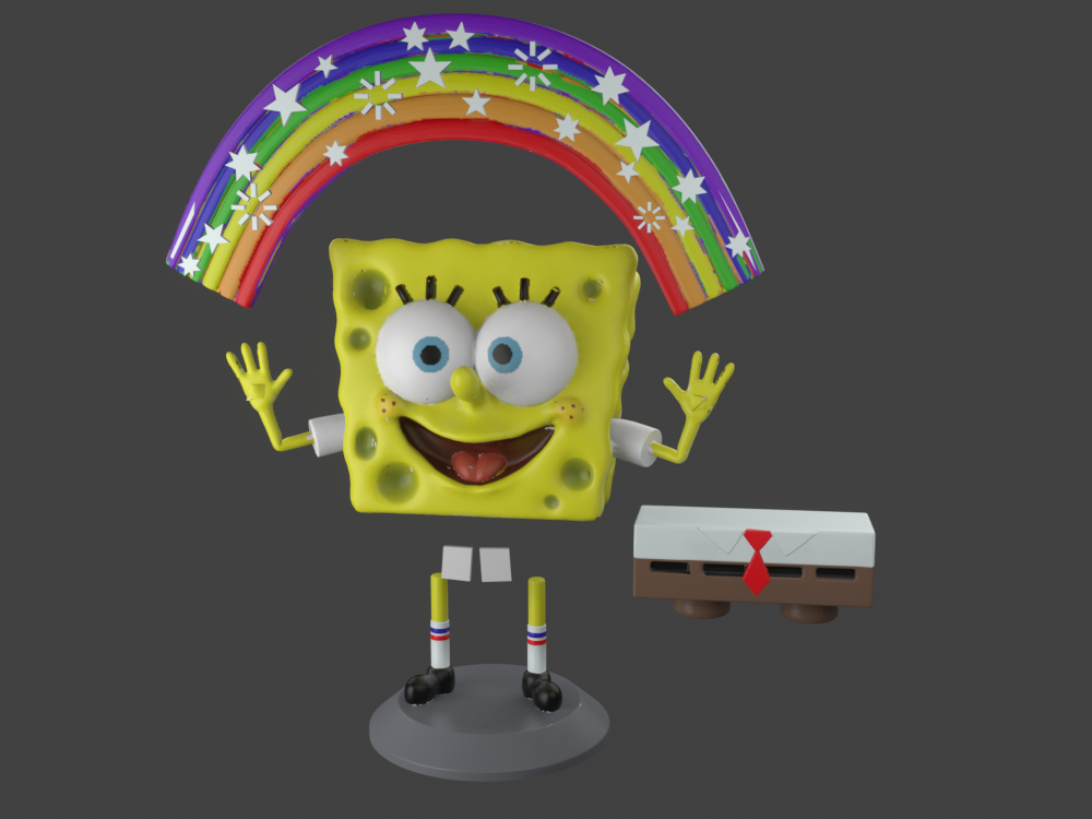 Spongebob with Rainbow 3D print model 3D Model in Man 3DExport