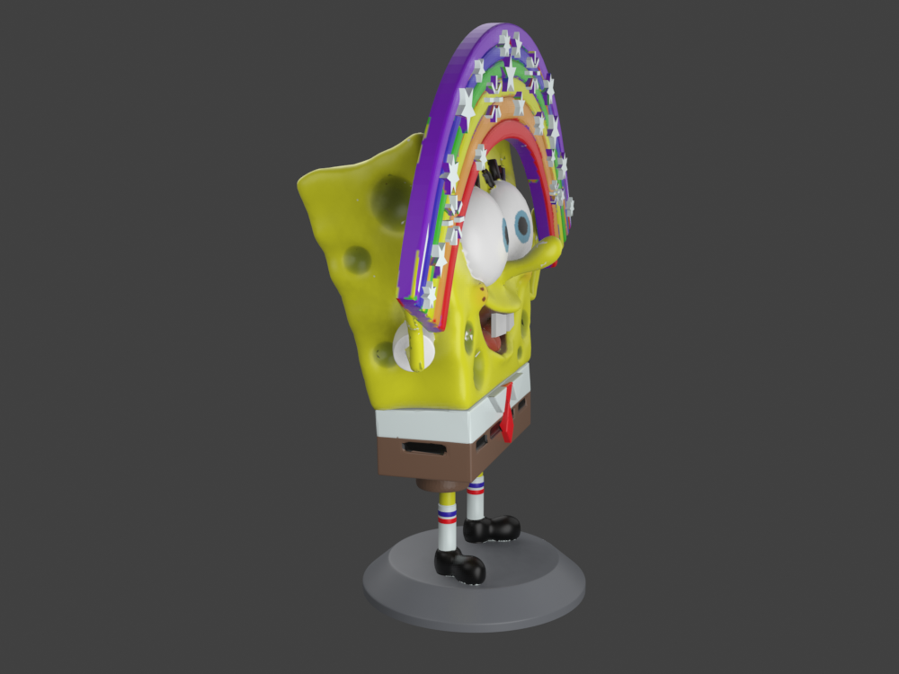 Spongebob with Rainbow 3D print model 3D Model in Man 3DExport