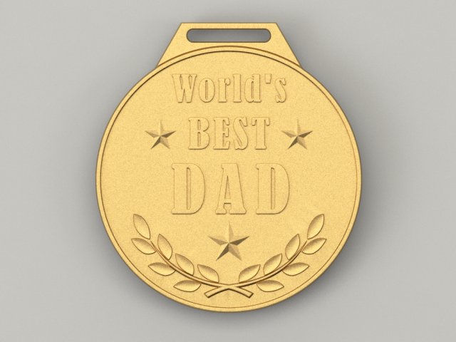 worlds best dad medal 3D Print Model in Coins and Badges 3DExport