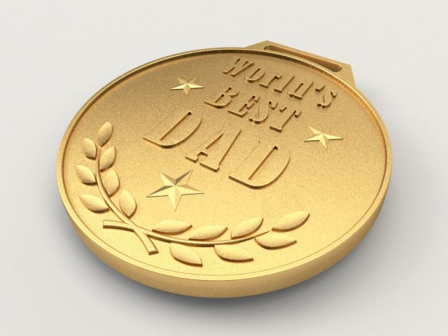 worlds best dad medal 3D Print Model in Coins and Badges 3DExport