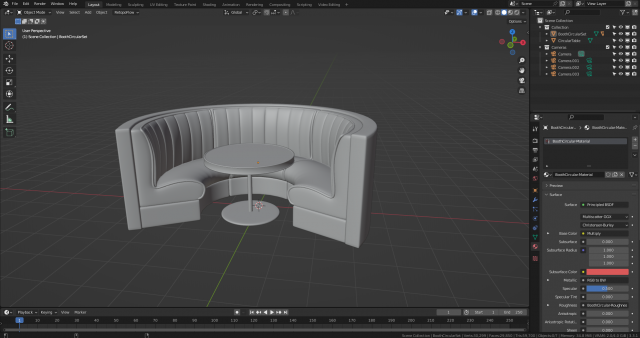 Retro Diner Circular Booth Set 3D Model in Set 3DExport