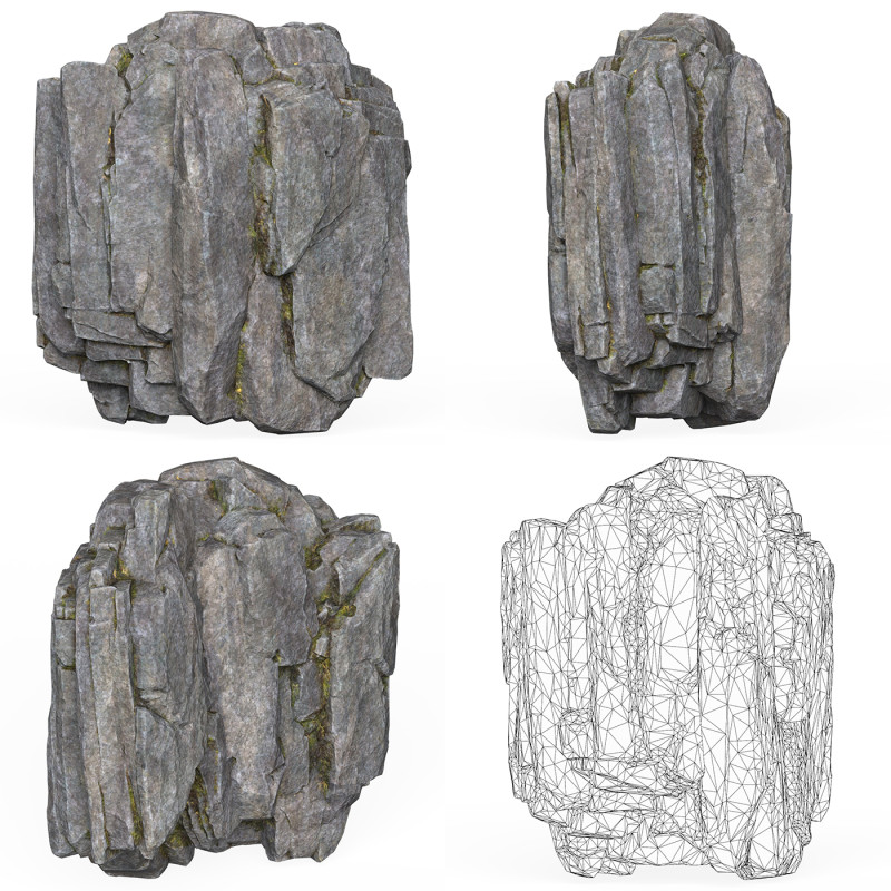 Realistic Low Poly Rock Cliff Collection 3D Model in Other 3DExport