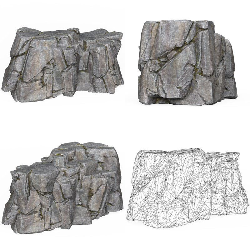 Realistic Low Poly Rock Cliff Collection 3D Model in Other 3DExport