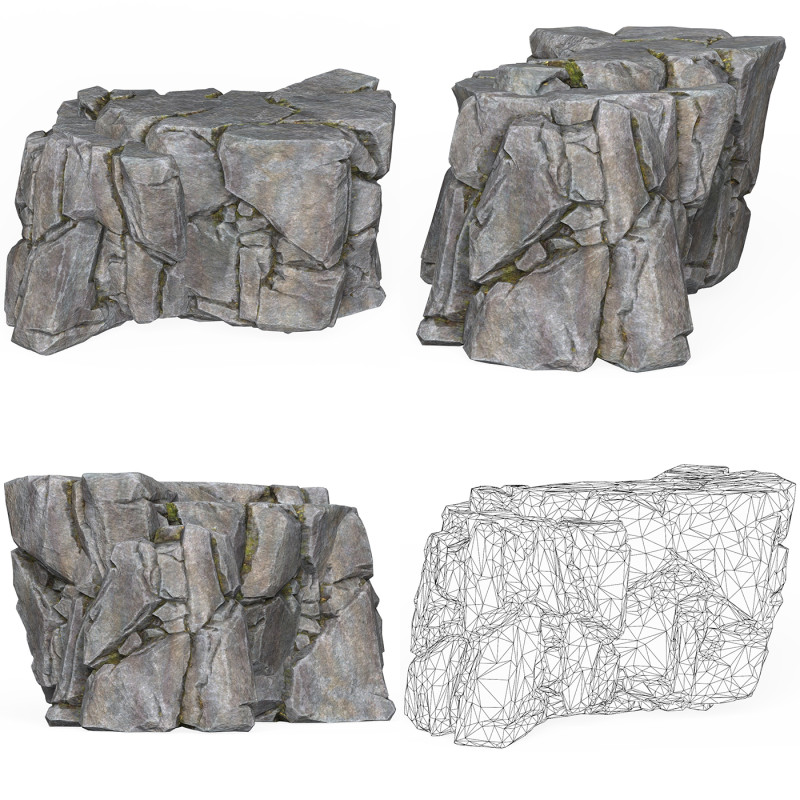 Realistic Low Poly Rock Cliff Collection 3D Model in Other 3DExport