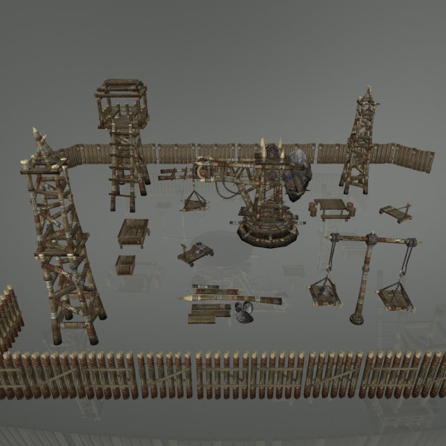 medieval village props set collection 3D Model in Outdoor items 3DExport