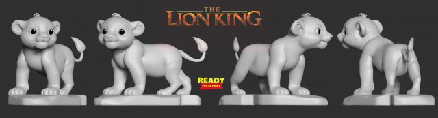 Young Simba 3D Print Model in Animals 3DExport