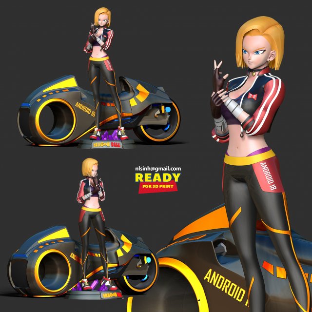 Racer android 18 3Dプリントモデル in 女の人 3DExport