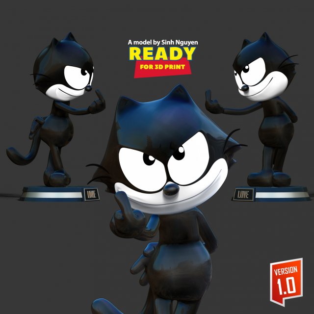 Felix the Cat 2 3D Print Model in Animals 3DExport