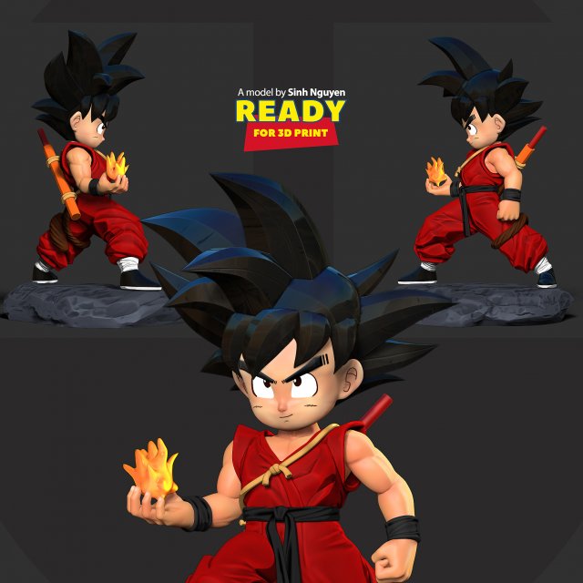 Young Son Goku - Ready to fight 3D Print Model in Child 3DExport