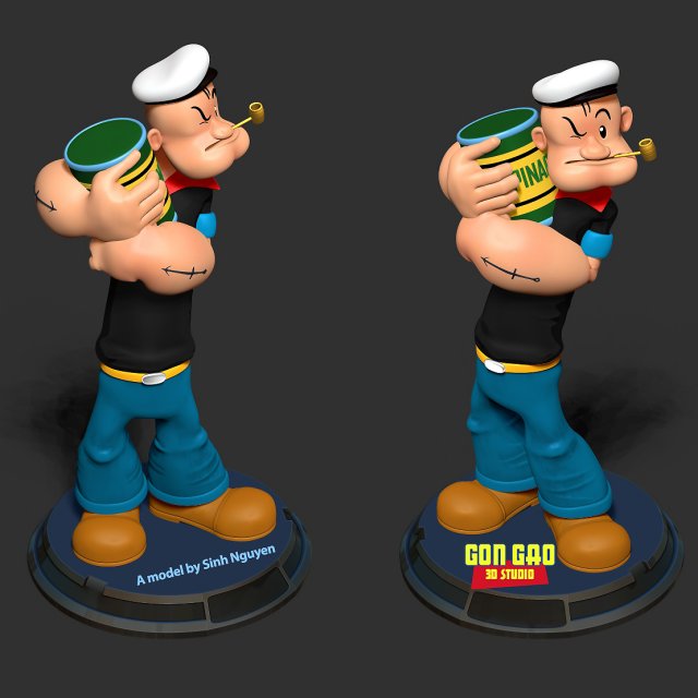 Popeye likes Spinach 3D Print Model in Man 3DExport