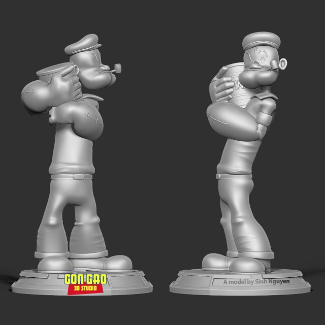 Popeye likes Spinach 3D Print Model in Man 3DExport