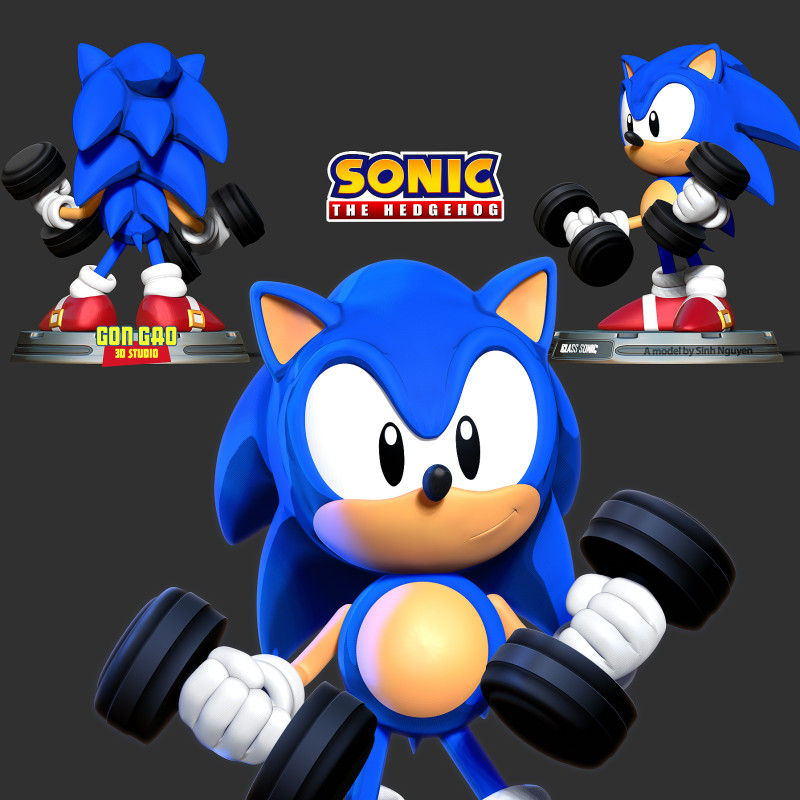 Classic Sonic is lifting weights 3D Print Model in Monsters & Creatures ...