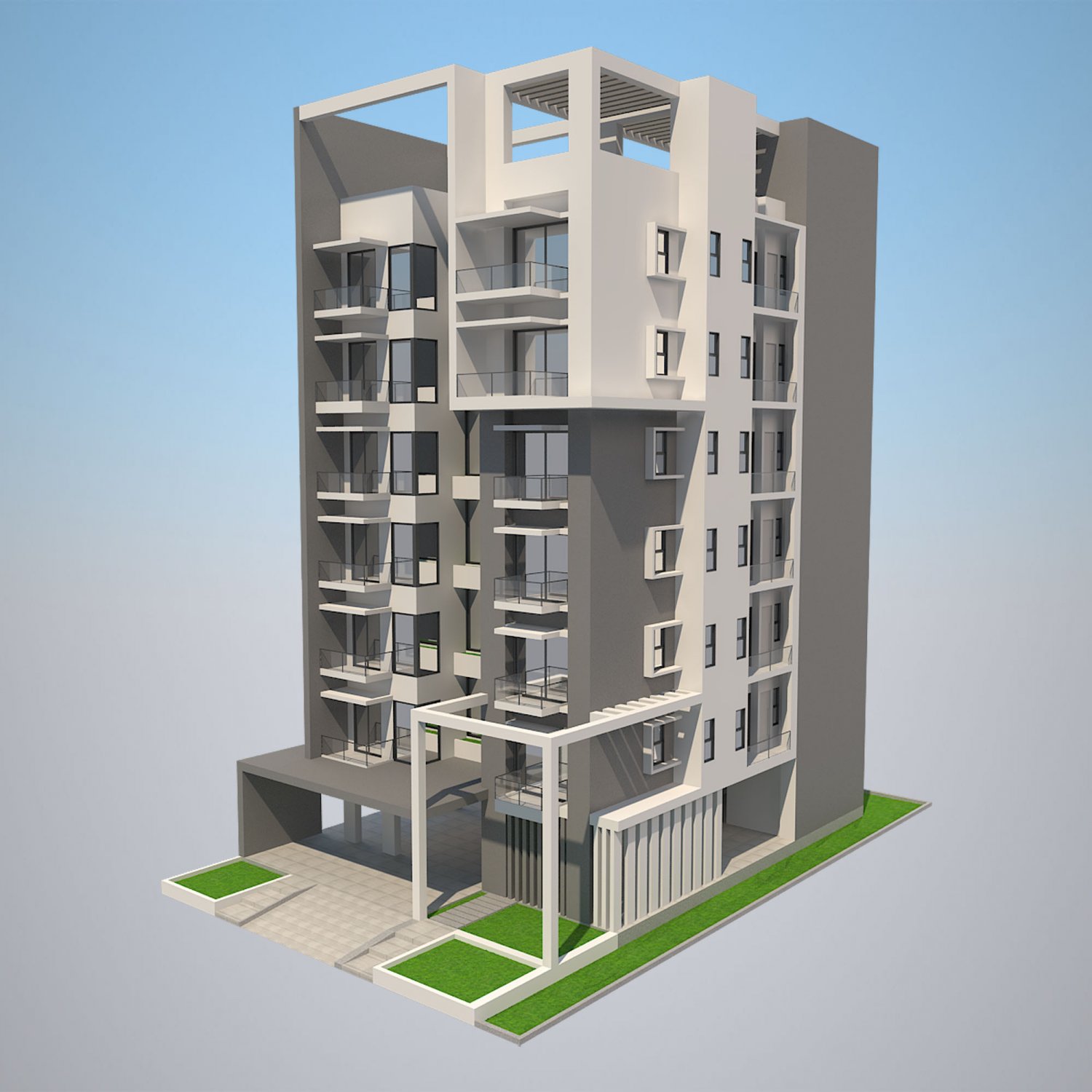 Apartment Building 1 無料 3Dモデル in 建物 3DExport