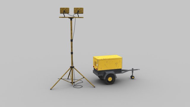 Light Tower and Generator 3D Model in Tools 3DExport