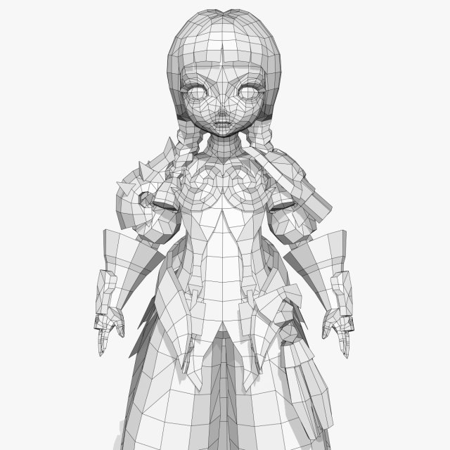cute doll fighter 02 3D Model in Fantasy 3DExport