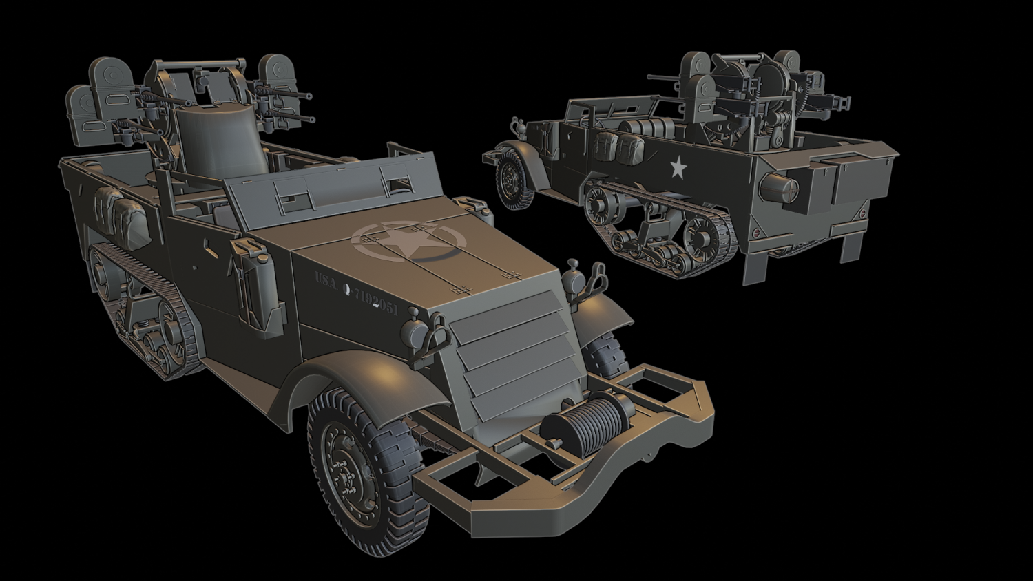 m16 halftrack 3D Print Models in Vehicle 3DExport