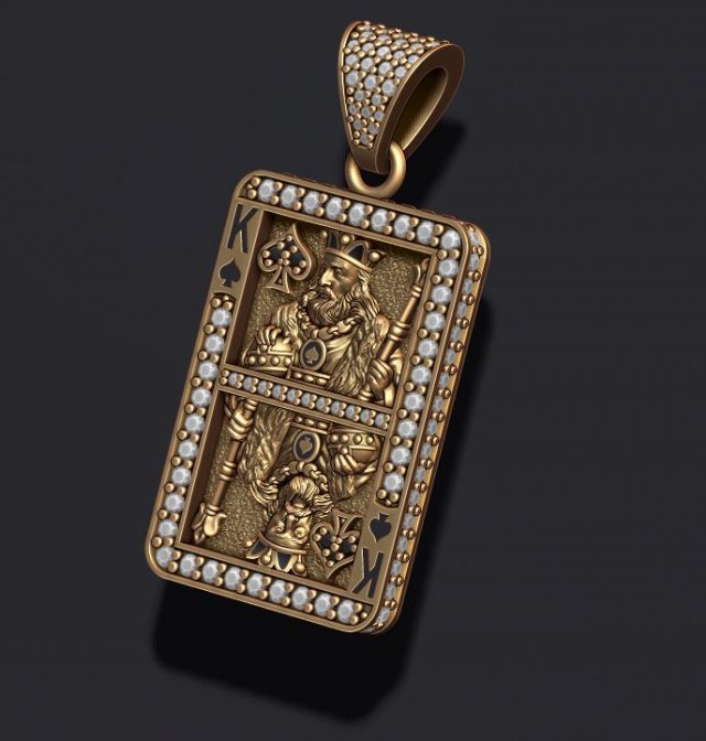 Spade king playing card pendant 3D Print Model in Pendants 3DExport