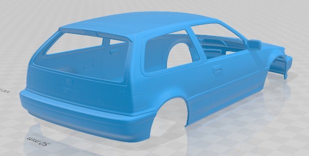honda civic hatchback 1987 printable body car 3D Print Model in ...