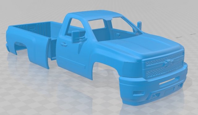 silverado hd regular cab long bed 2011 printable body car 3D Print ...