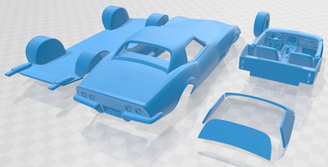 chevrolet corvette convertible 1968 printable car 3D Print Model in ...