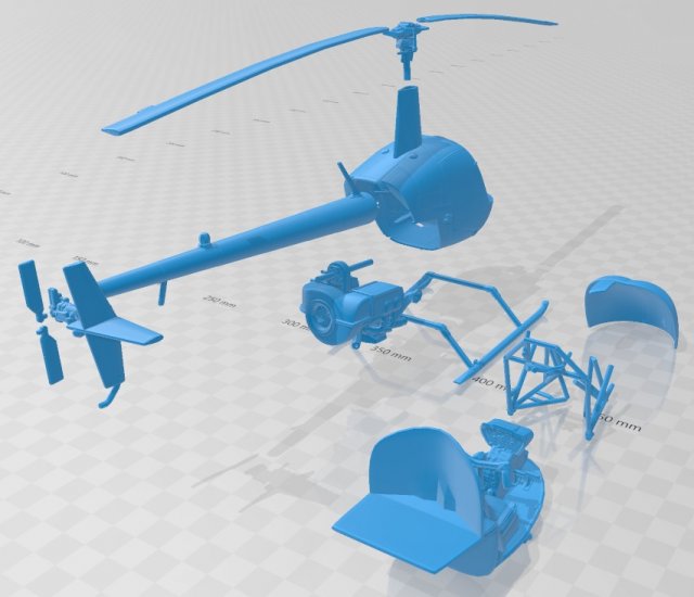 Helicopter Robinson R22 Red Printable 3D Print Model in Automotive 3DExport