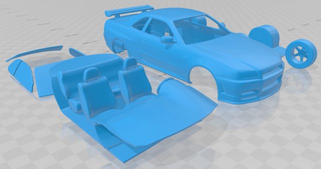 Nissan Skyline R34 GT-R Coupe 1999 Printable Car 3D Print Model in ...