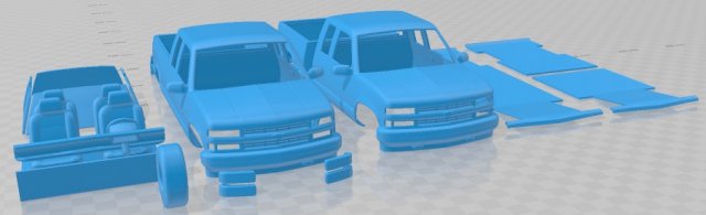 Chevrolet K 1500 Extended Cab 1988 Printable Car 3D Print Model in ...