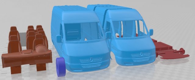 Mercedes Benz Sprinter 2000 Printable Van 3D Print Model in Automotive ...