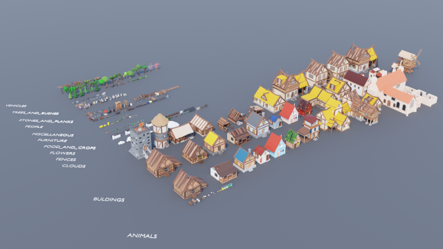 Village asset pack 3D Model in Game Assets 3DExport