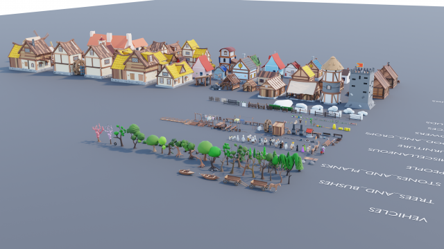 Village asset pack 3D Model in Game Assets 3DExport