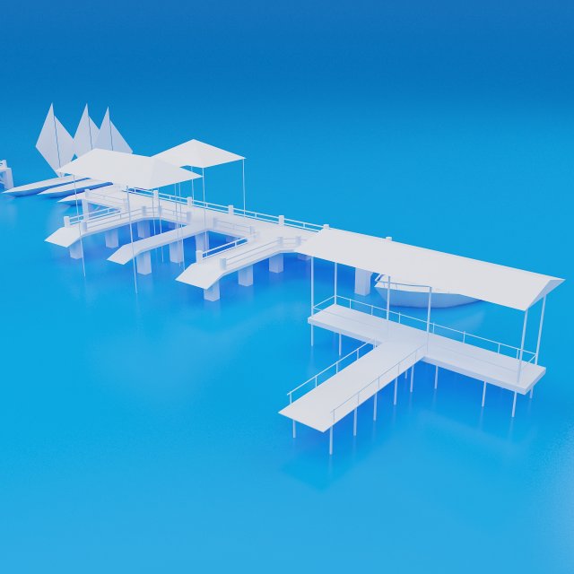 pier low poly 3D Model in Shipping Containers 3DExport