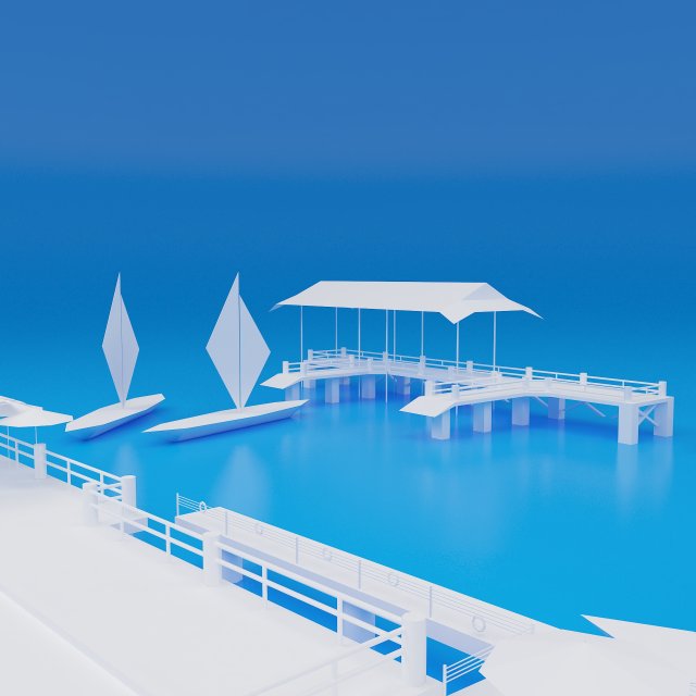 pier low poly 3D Model in Shipping Containers 3DExport