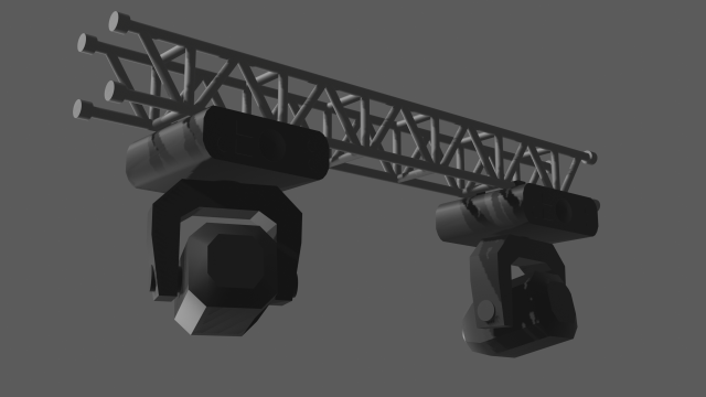stage lights with truss beam 3D Model in Studio and Stage 3DExport