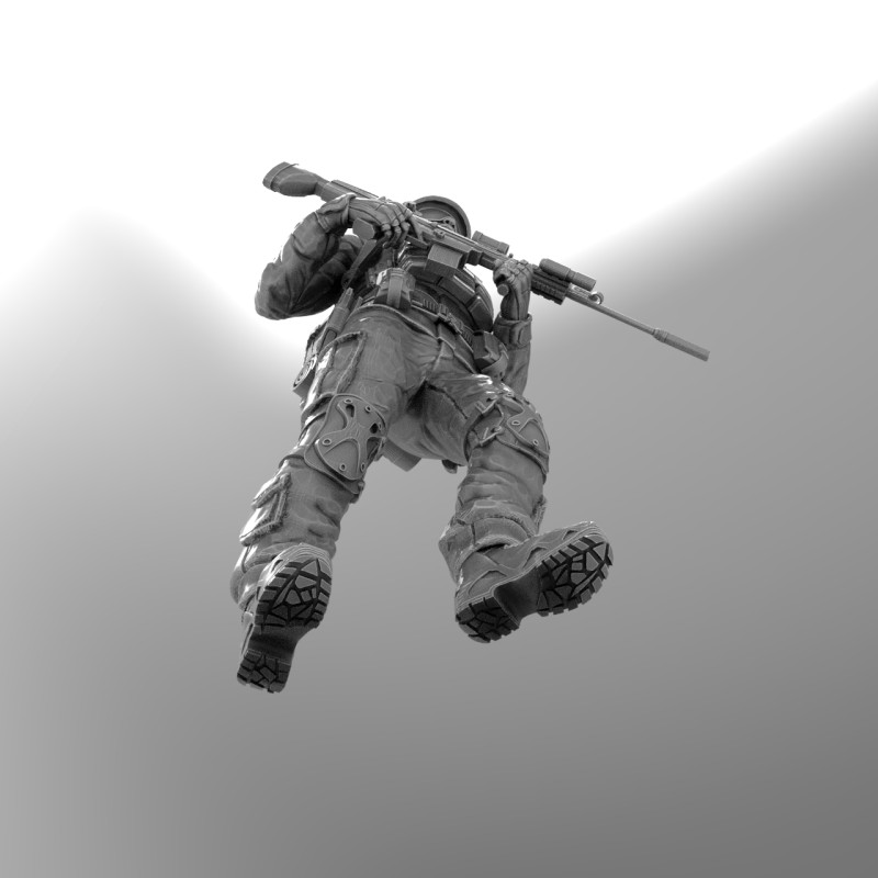 Military man with an assault rifle Fn Scar L 3Dプリントモデル in 彫刻 3DExport