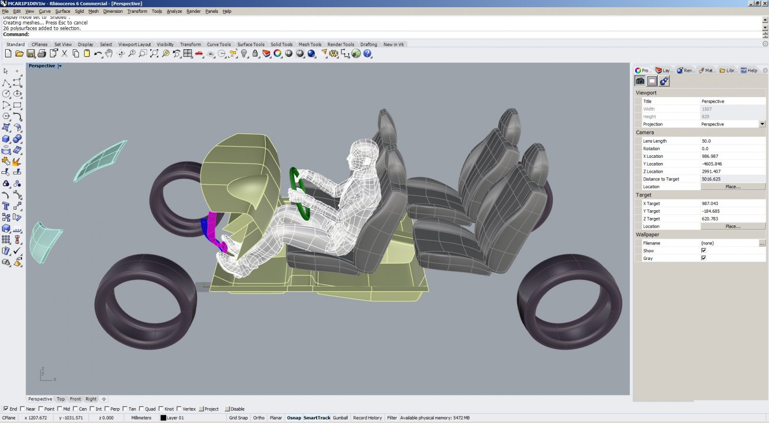 CAD ergonomic car template model MCAR1P1D0V2 3D Model in Concept 3DExport