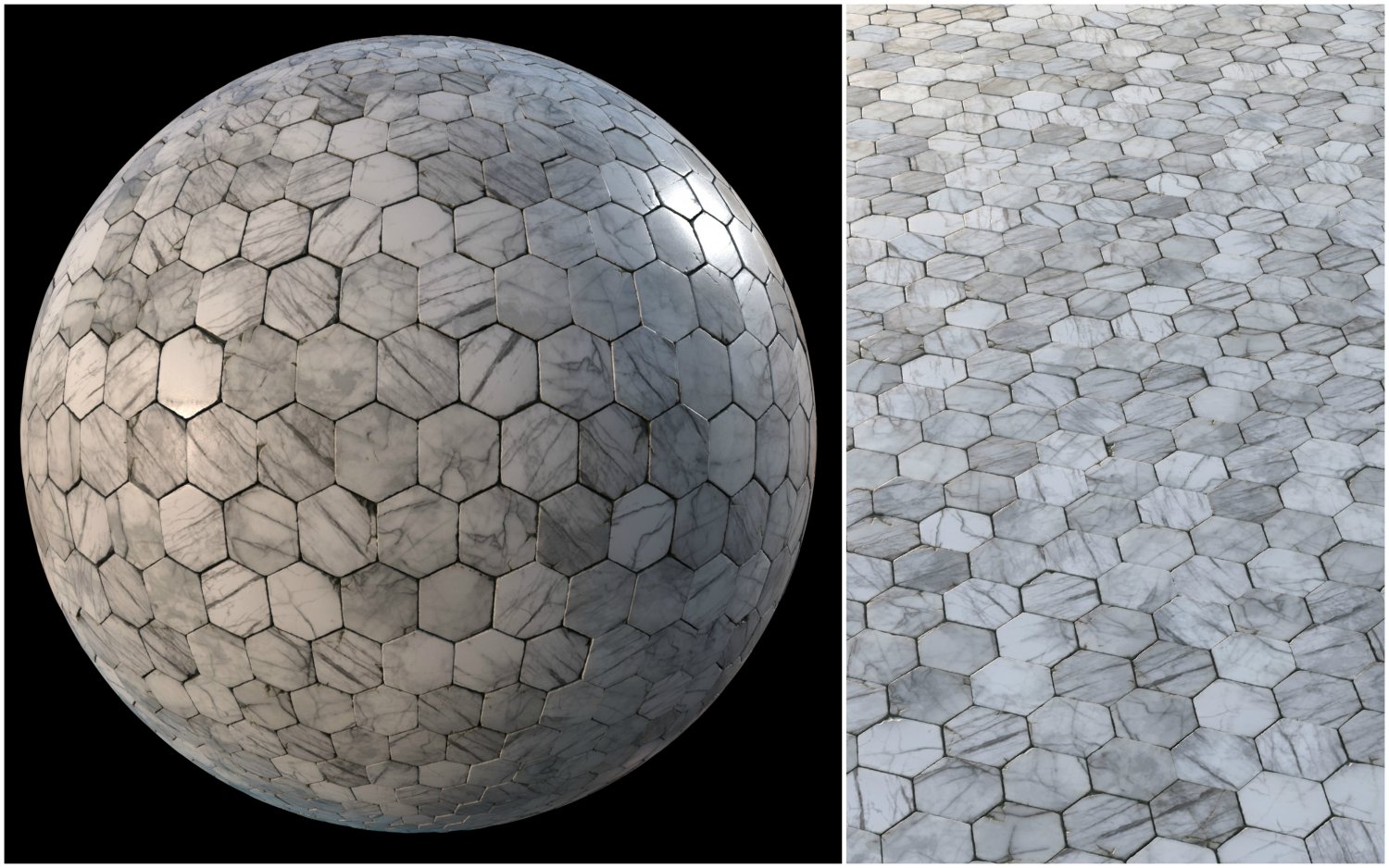 White marble tiles PBR material pack 3D Model in Tiles 3DExport