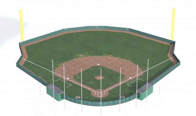 Baseball Field 3D Model in Stadium 3DExport