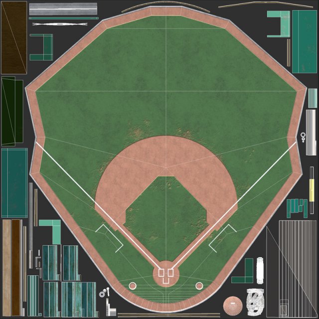 Baseball Field 3D Model in Stadium 3DExport