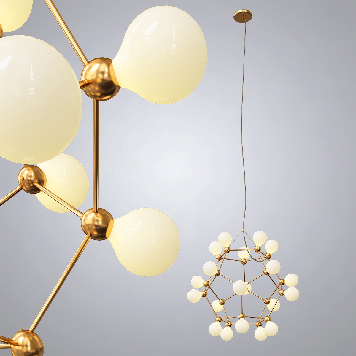 Post Modern Villa Led Geometric Chandelier 3D Model in Ceiling Lights ...