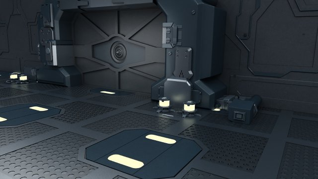 Sci-Fi Gate Door airlock futuristic portal cargo corridor hangar ...