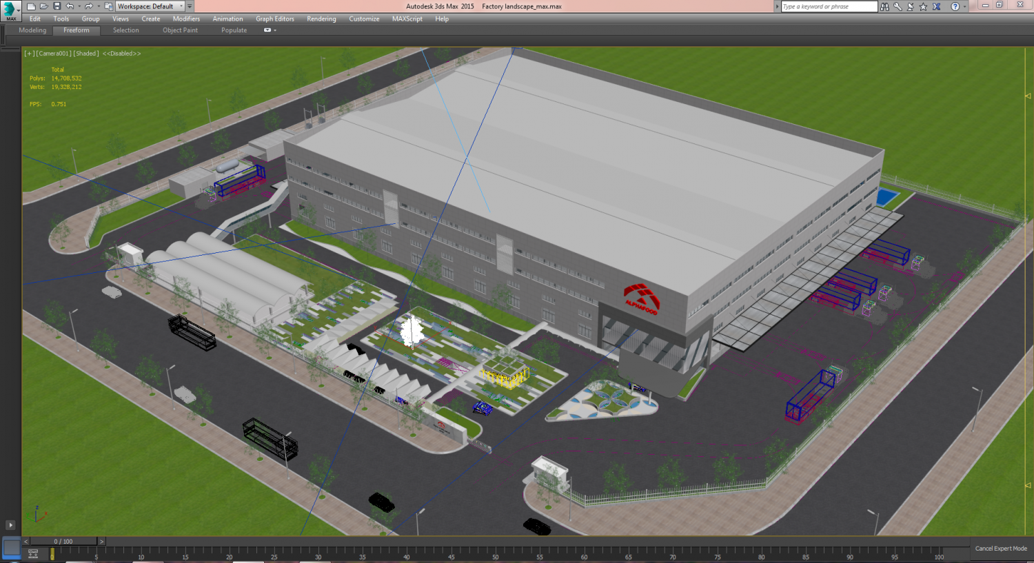 Factory landscape 3D Model in Machines 3DExport