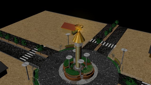 road roundabout 3D Model in Environment 3DExport