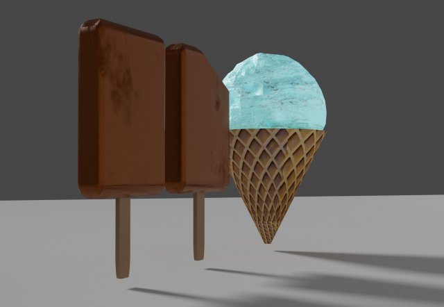 Three types of ice cream Modelo 3D in Сonfección 3DExport